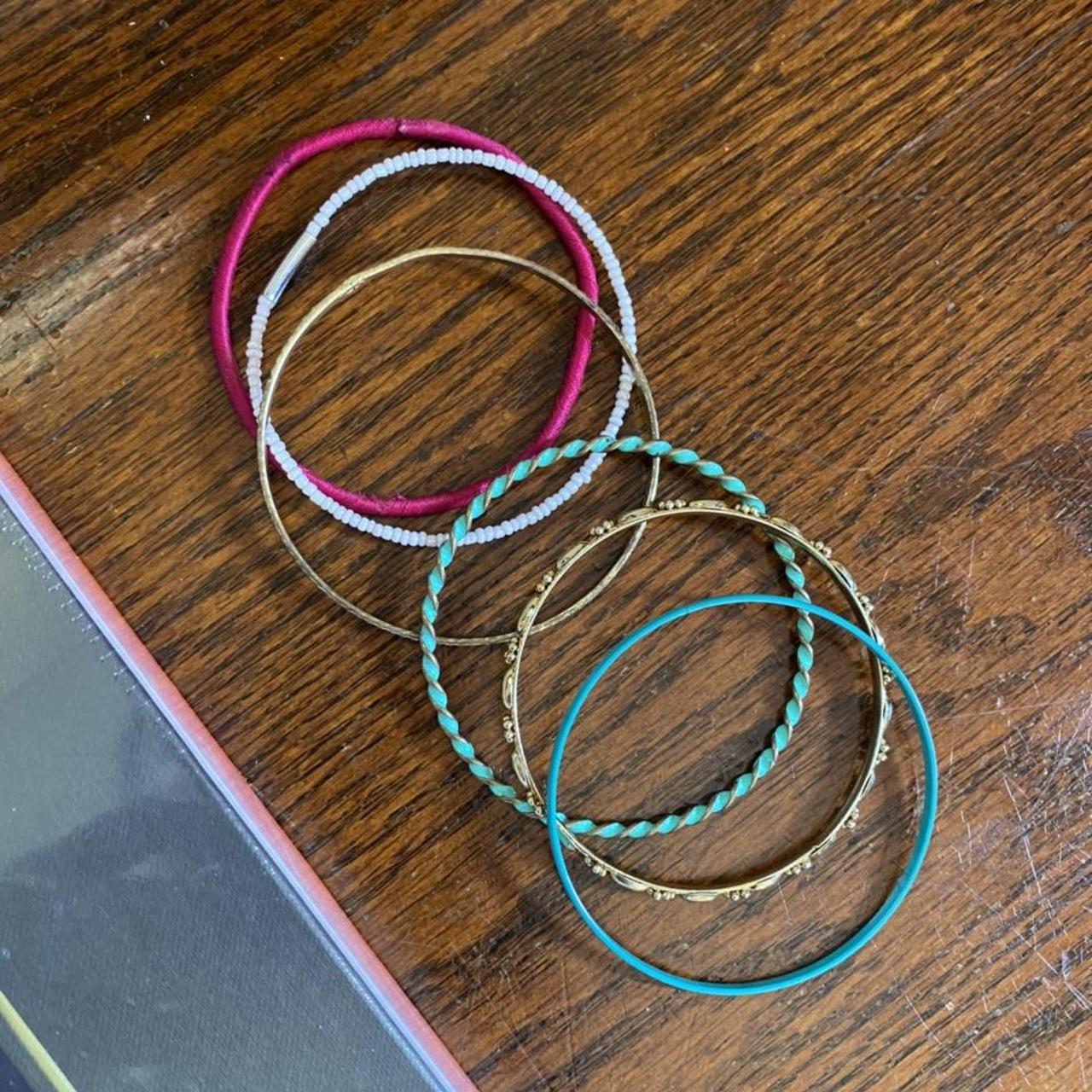 Variety bangle set of 6 bracelets, all different... - Depop