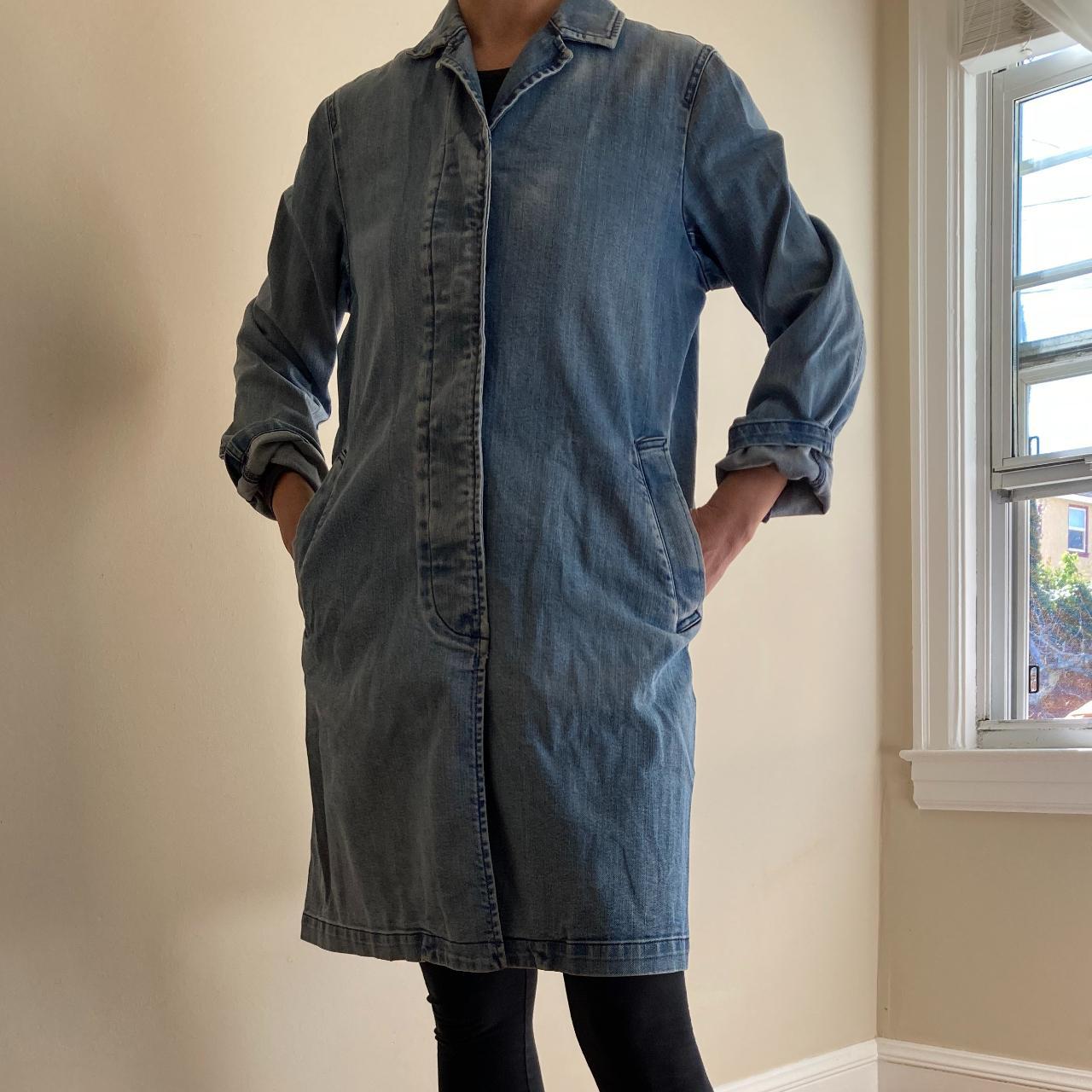 Cute Muji 🔷 light blue 🔷 denim duster with a... - Depop