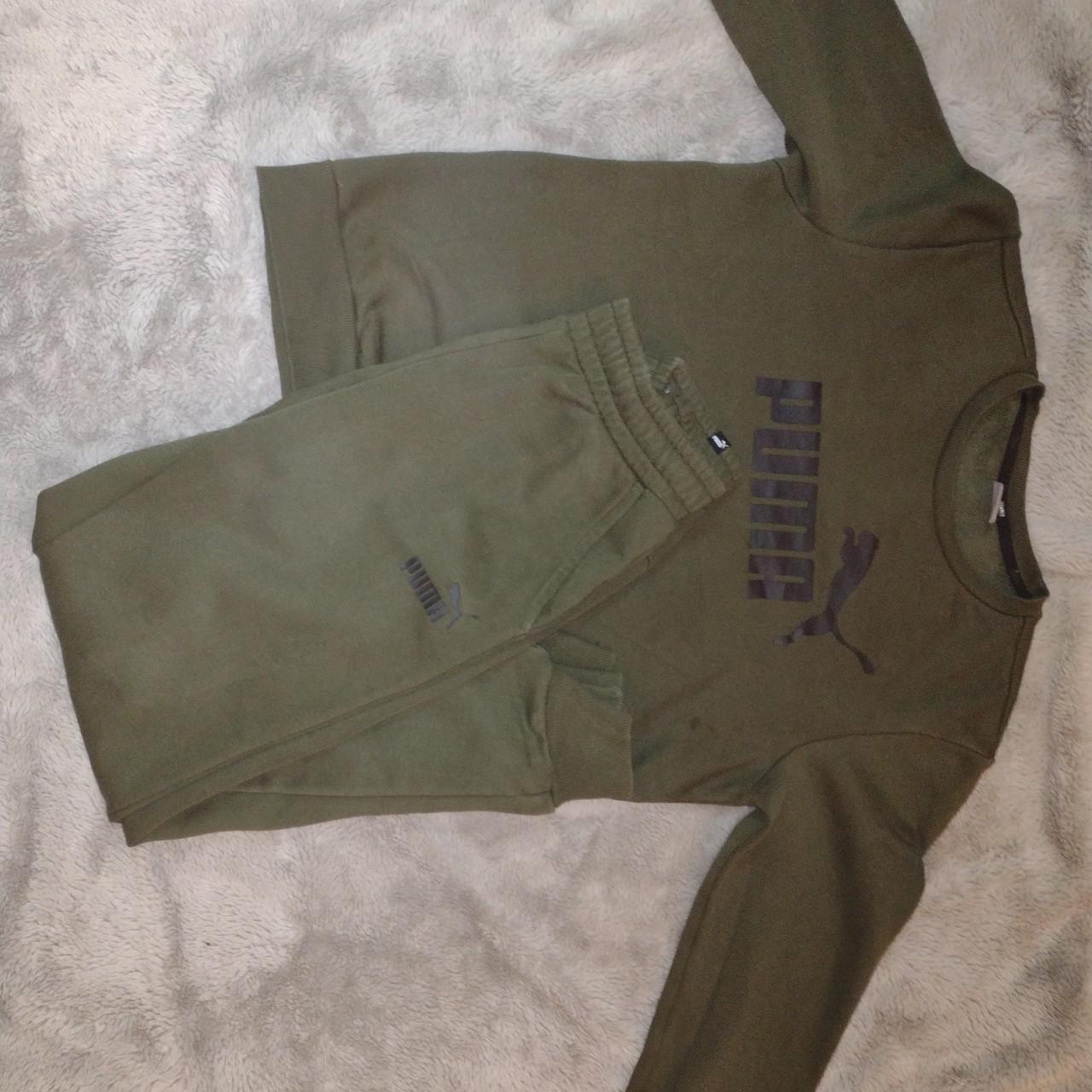 Khaki green puma tracksuit worn once, no damage or... - Depop