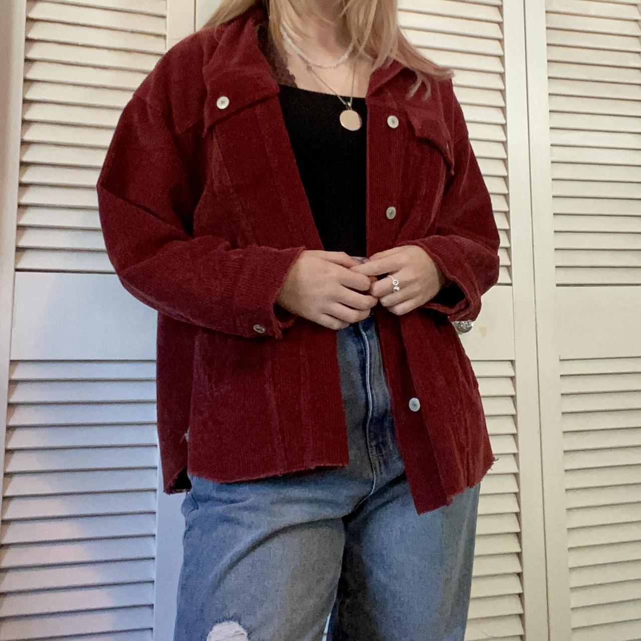 Forever 21 Women's Red and Burgundy Jacket | Depop