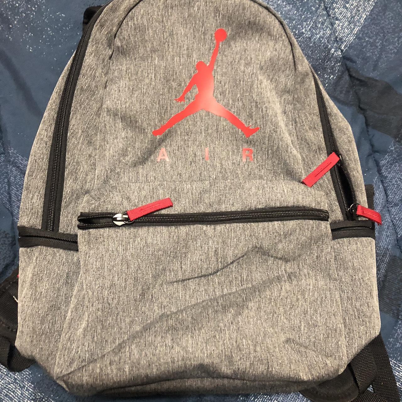Grey, Red, & Black Jordan Backpack. Only worn once - Depop