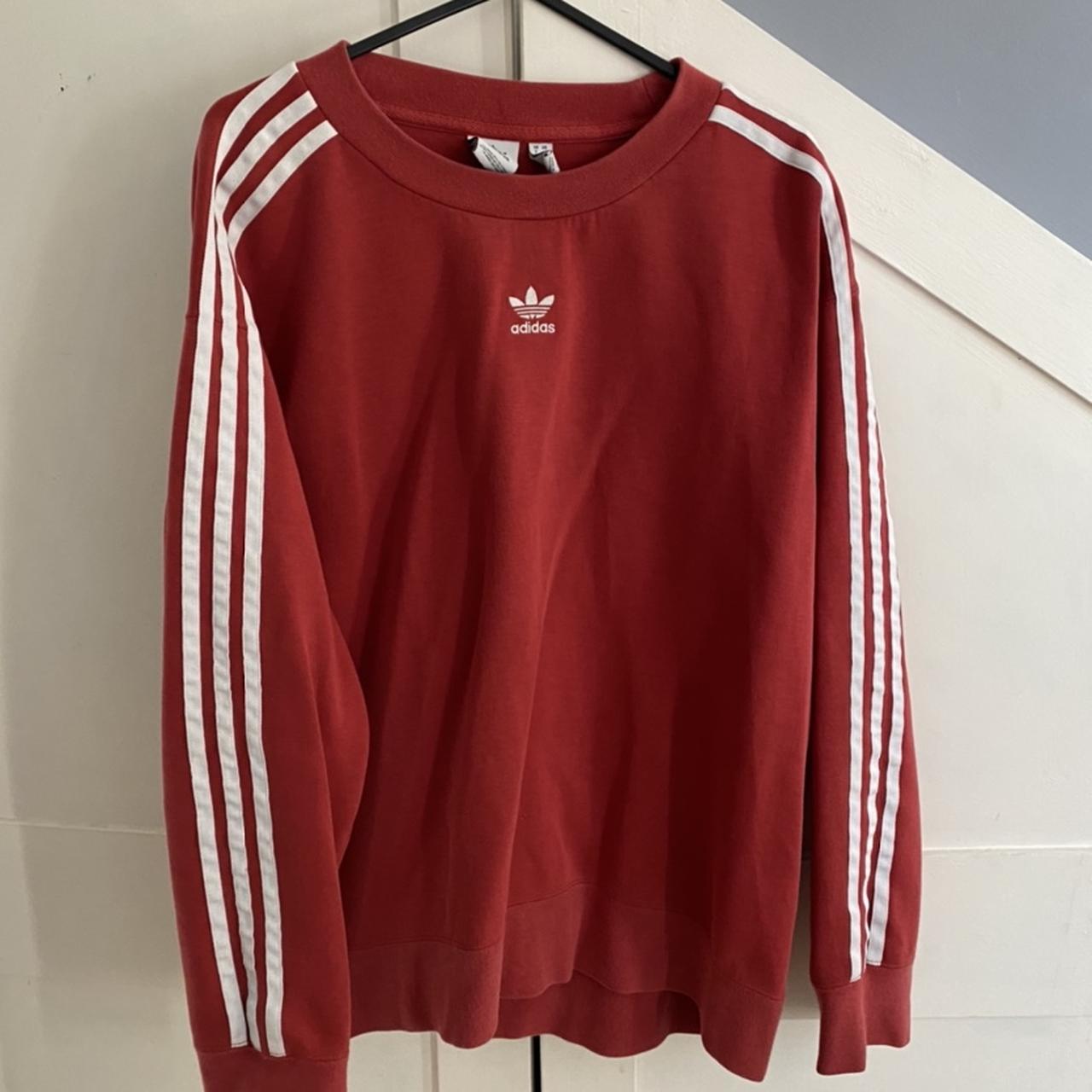 RED ADIDAS JUMPER ♦️ Uk size 8 Adidas original red... - Depop