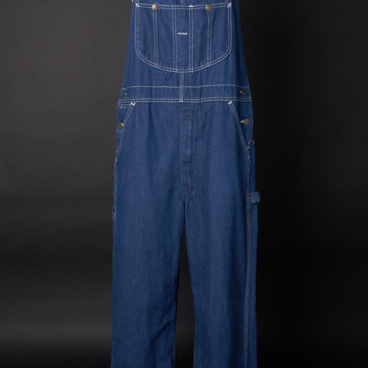 Vintage 1980s Sears Weartuff Dark Denim Overalls The... - Depop