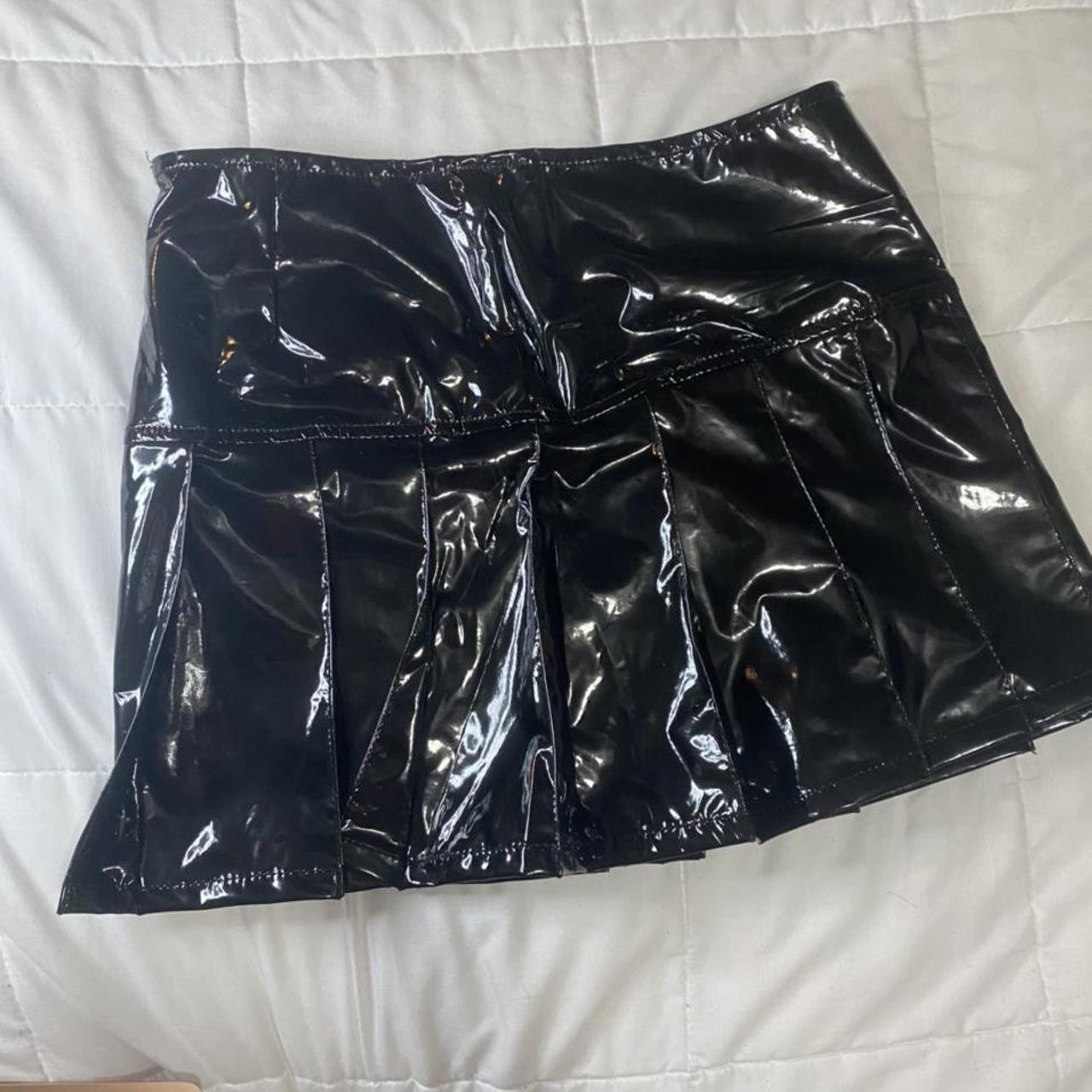 Dolls Kill Vinyl Pleated Mini Skirt Tripp Nyc size... - Depop