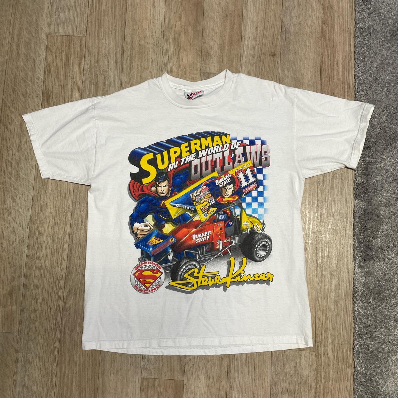 Rare Vintage Nascar T Shirt Superman x Steve Kinser... - Depop
