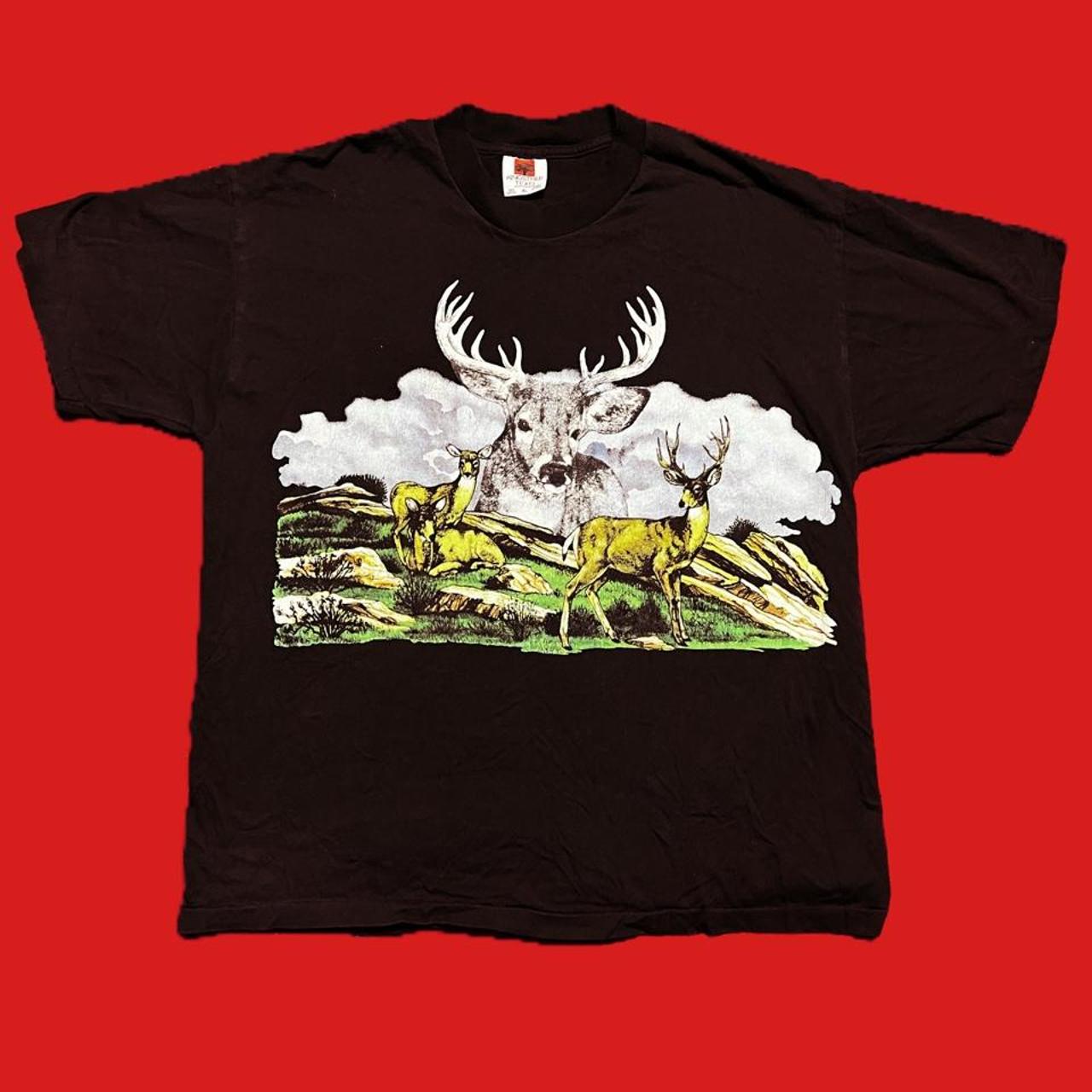 Vintage animal deer t shirt [90s made in u.s.a... - Depop