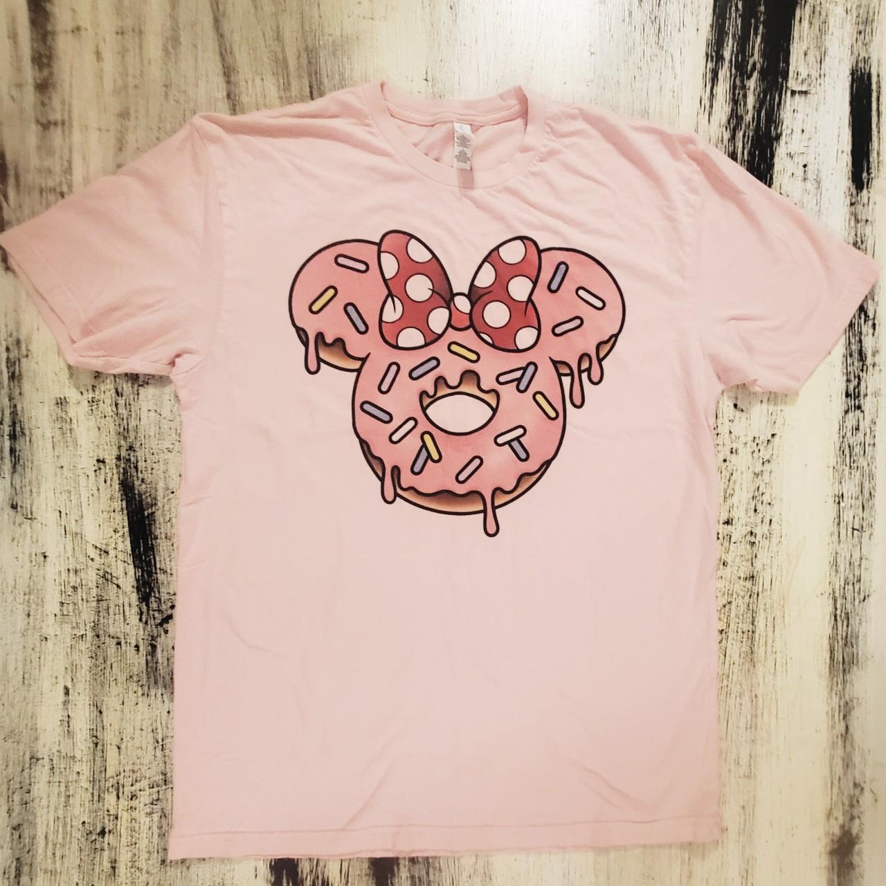 Pink Minnie Mouse Donut Shirt. Pink graphic tee... - Depop