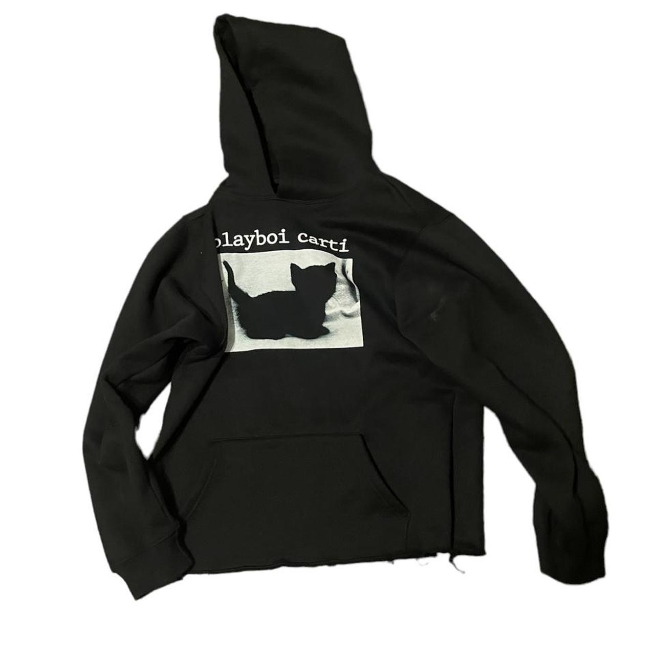 PLAYBOI CARTI BLACK CAT HOODIE FROM WLR MERCH DROP... - Depop
