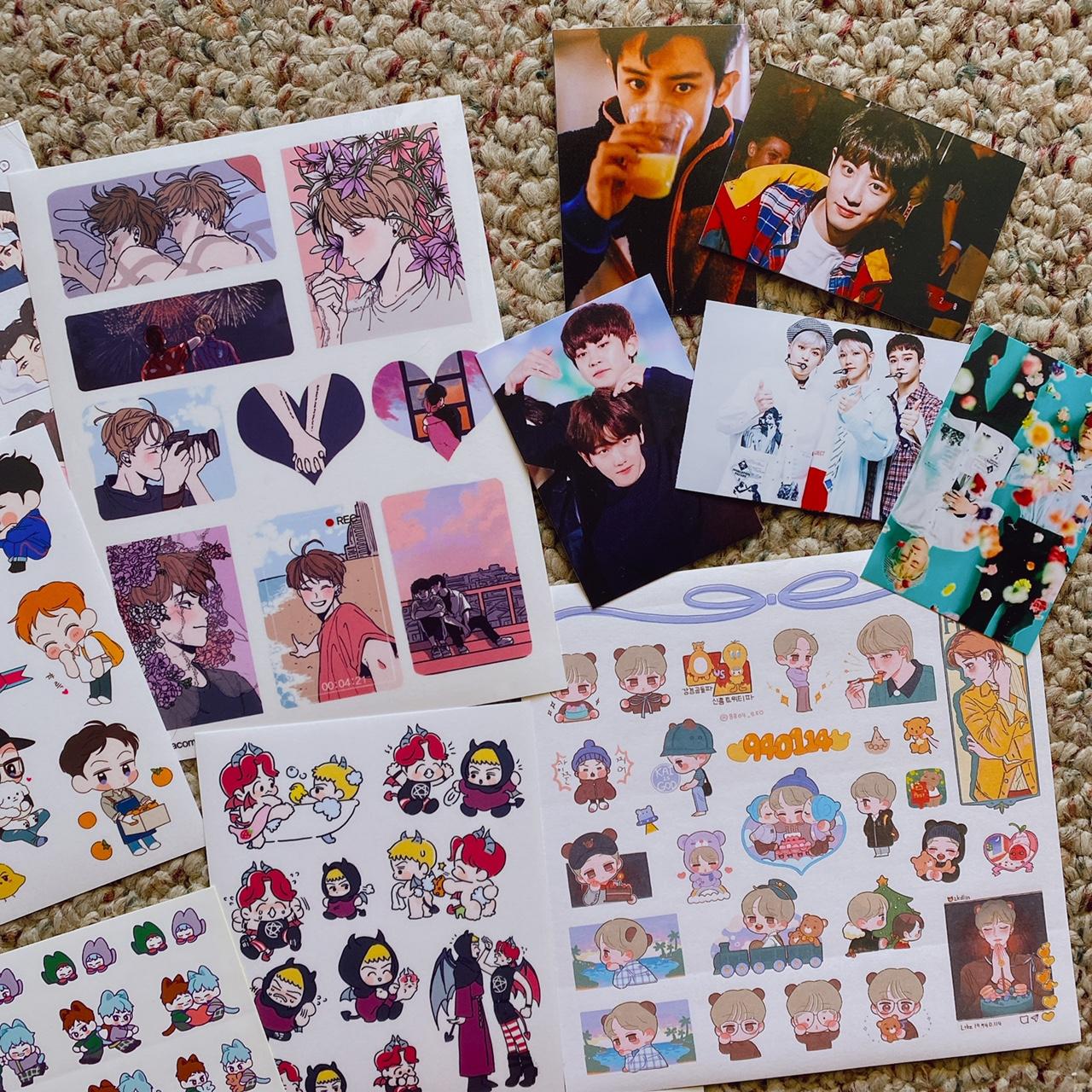 Green envelope Kpop sticker bundle, all sheets and... - Depop