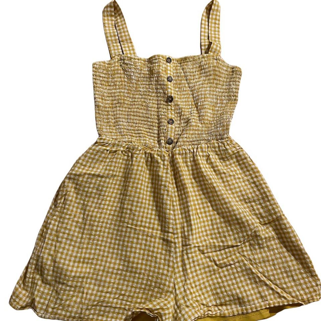 Women's Yellow and Cream Dress | Depop