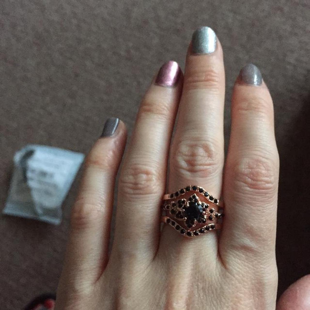 Pretty Rose Gold plated 3 piece ring set comes in... - Depop