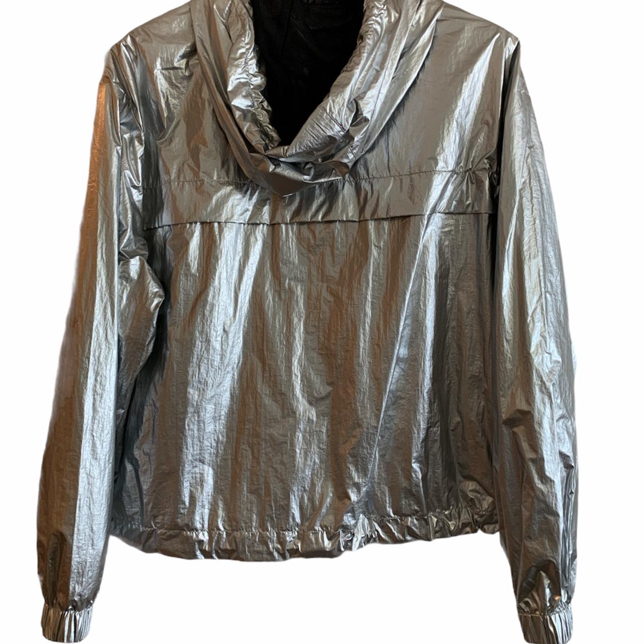 silver lightweight track jacket. never worn. bought... - Depop