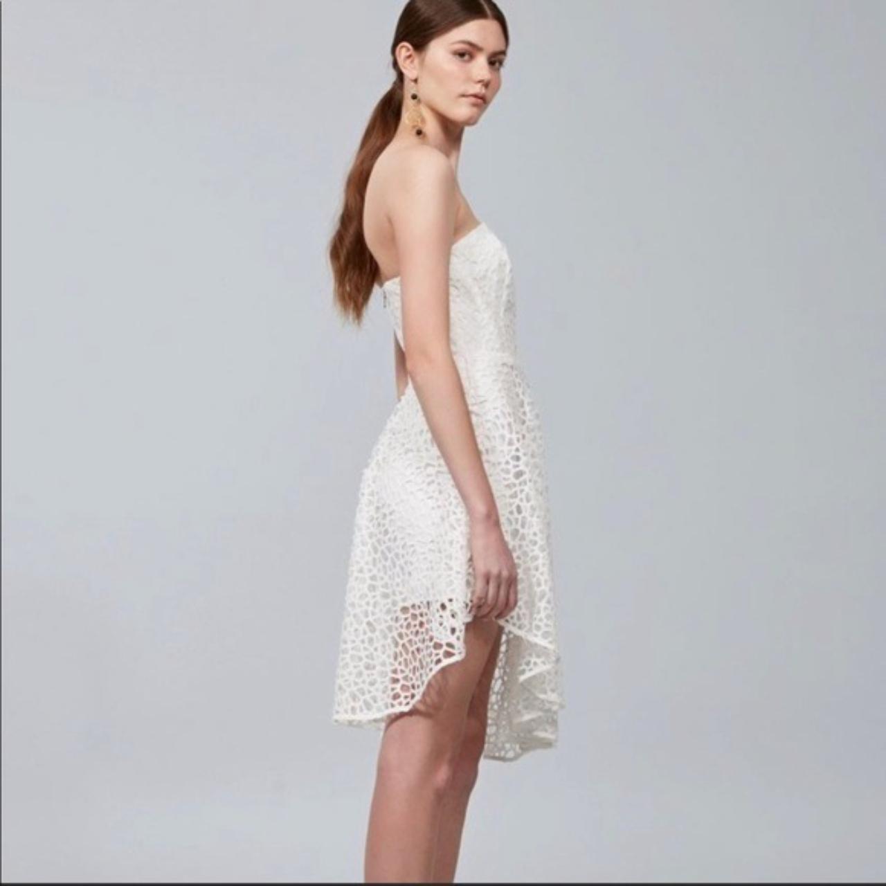 Size X-Small White Strapless Mini Skirt Lace... - Depop