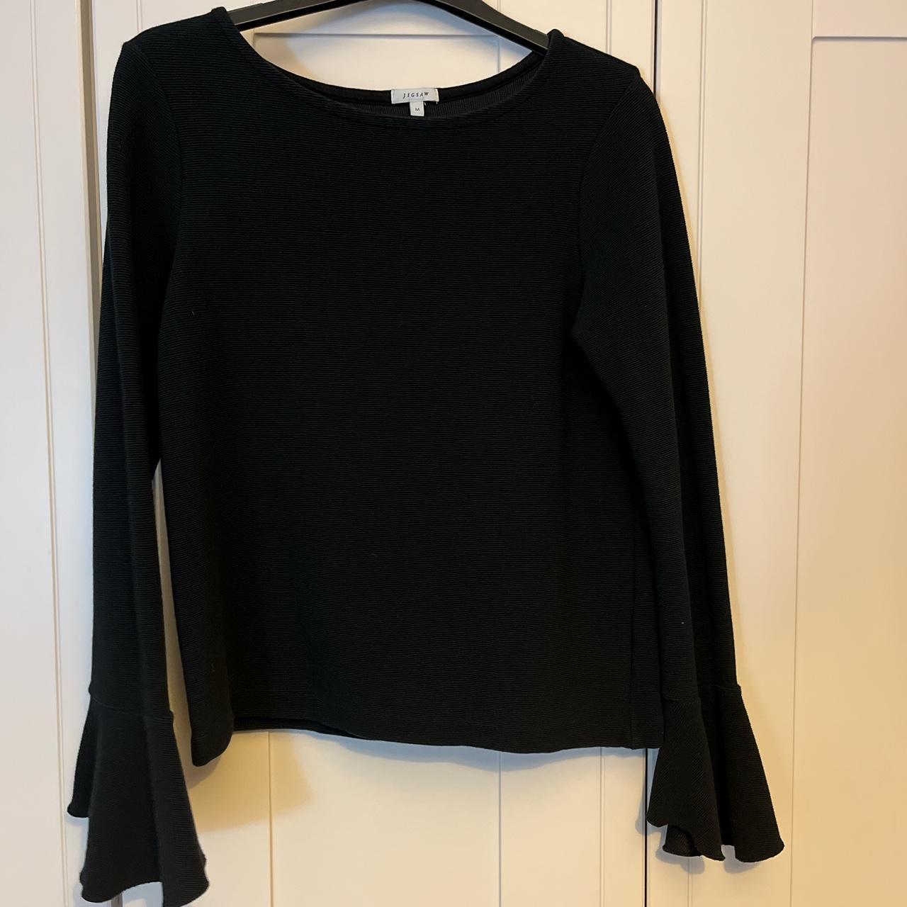 Jigsaw ribbed slim fit smart black jumper size M... - Depop