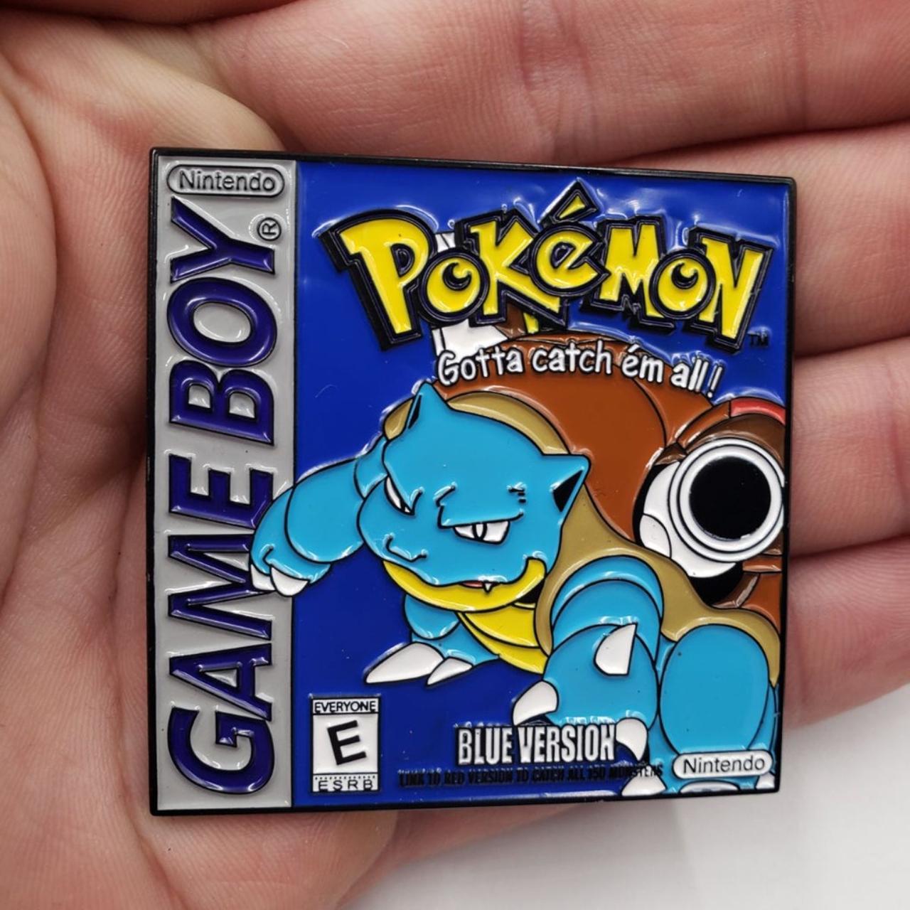Pokemon Blue Gameboy Cover Art Large Custom Pin... - Depop