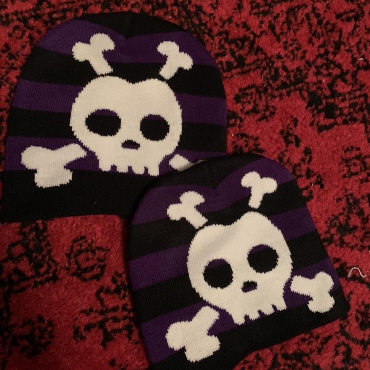 Black and Purple Skull Hat with bandages Only one... - Depop