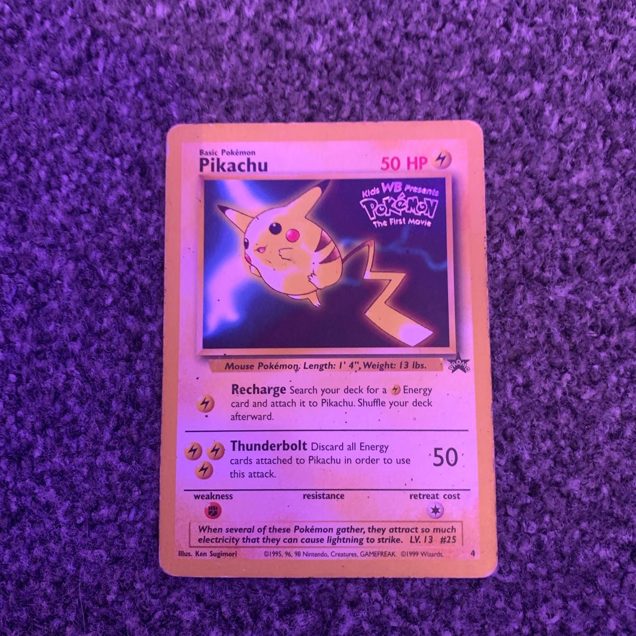 VERY RARE PIKACHU Promo Card Kid's WB Presents The... - Depop