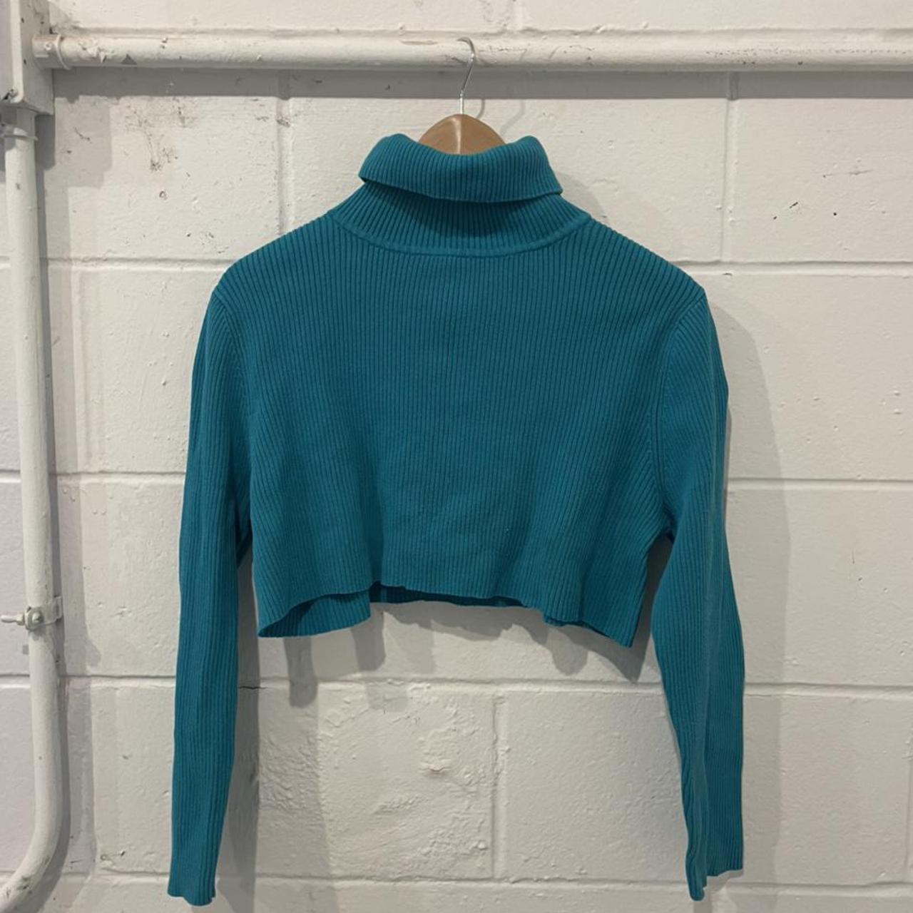 Vintage blue/turquoise cropped turtle neck. This is... - Depop