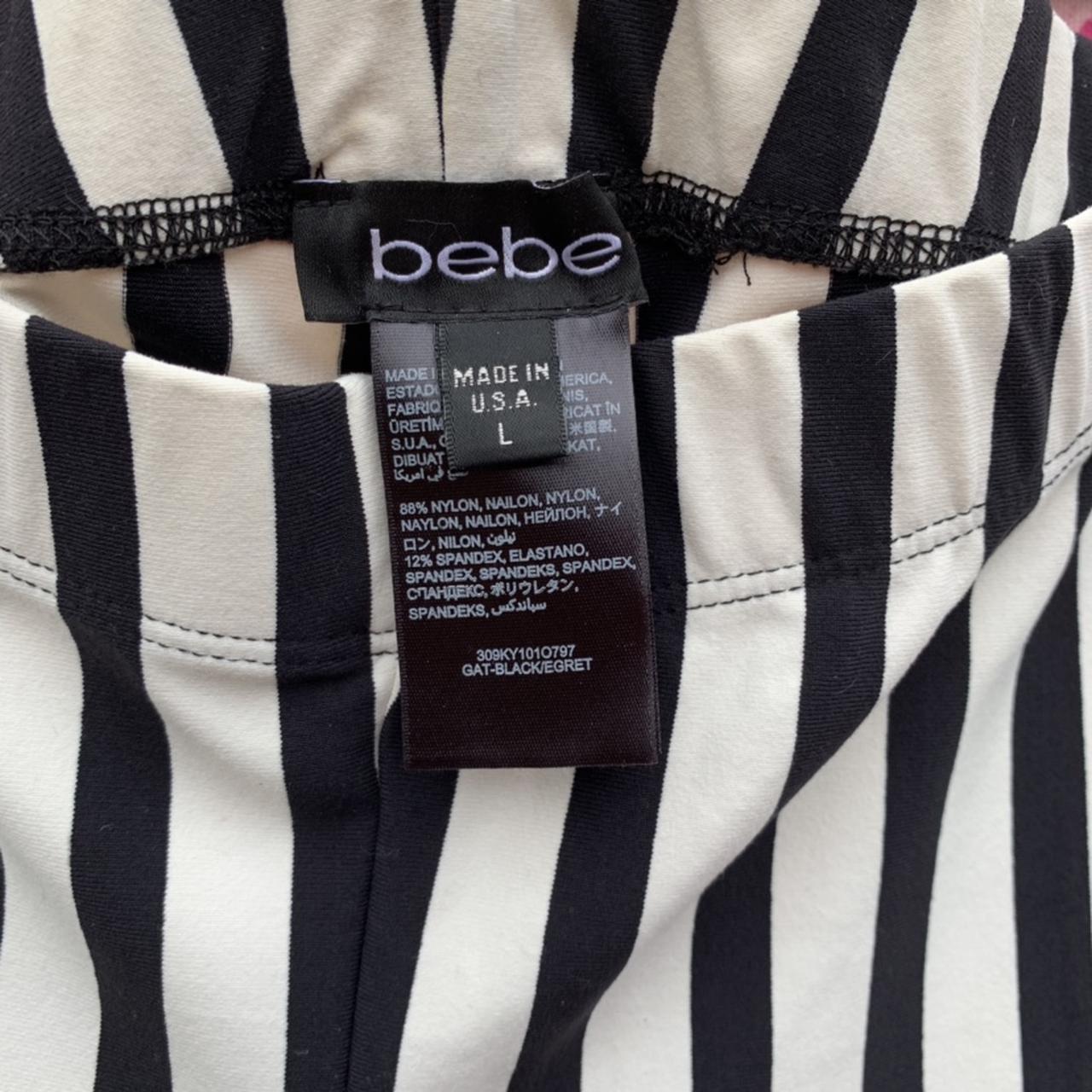 BEBE leggings striped black and white kinda like... - Depop