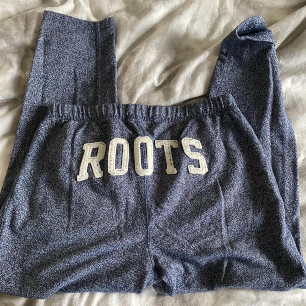 medium ROOTS blueish grey sweatpants drawstring... - Depop