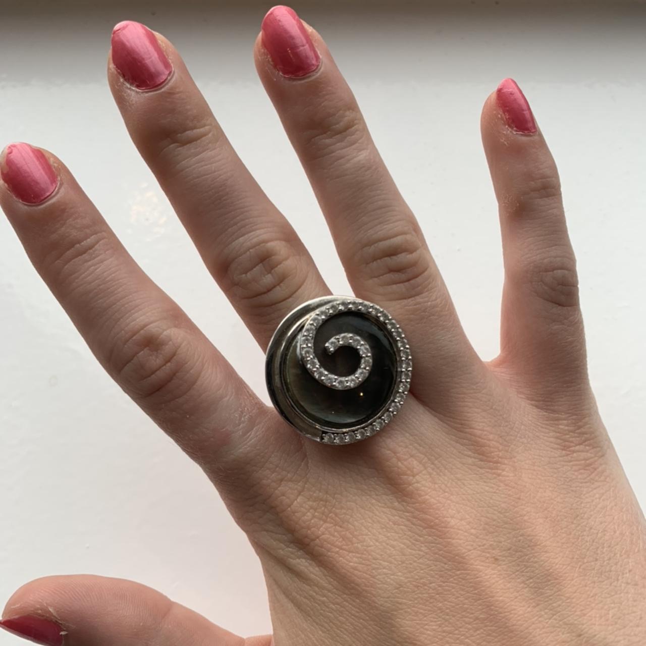 gorgeous chunky y2k style ring with iridescent... - Depop