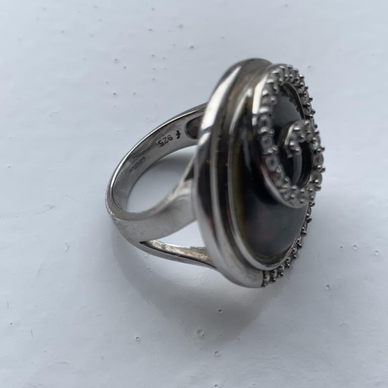 gorgeous chunky y2k style ring with iridescent... - Depop