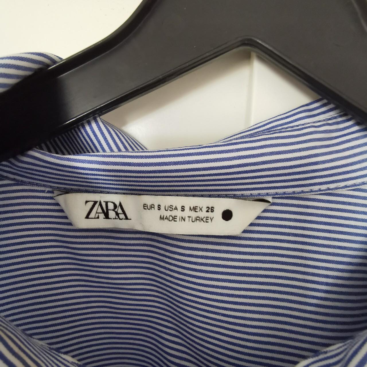 Zara pin-stripe shirt with floral sleeves and sides.... - Depop