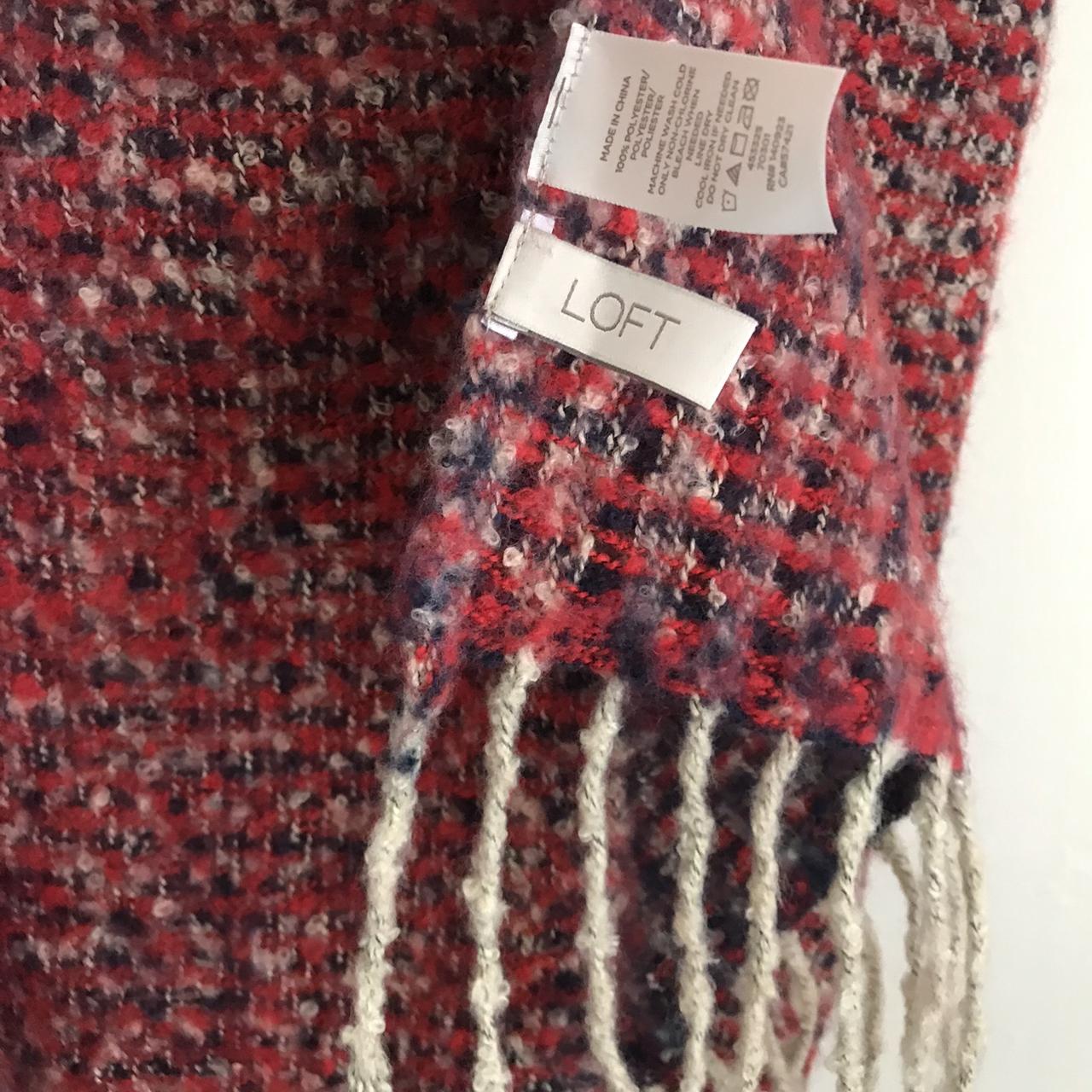 Loft fuzzy scarf with fringe - Depop