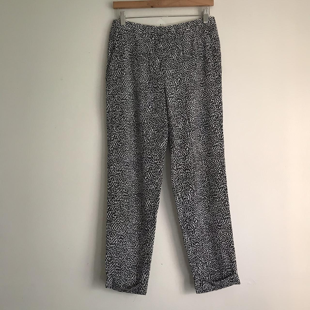 Theory black and white spotted pants - Depop