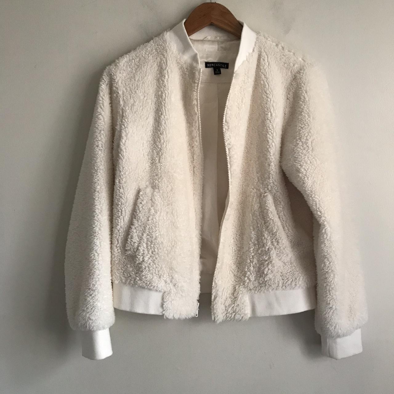 J.Crew cream colored fuzzy jacket - Depop