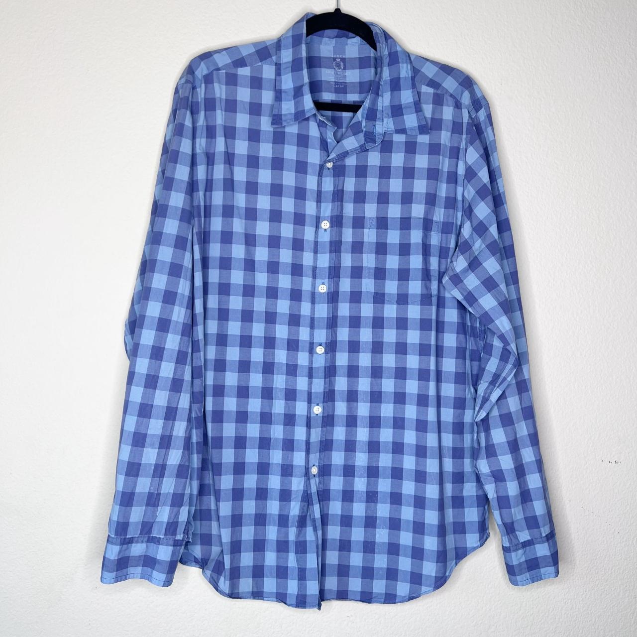 J. Crew Blue Checkered Plaid Light Weight Cotton... - Depop