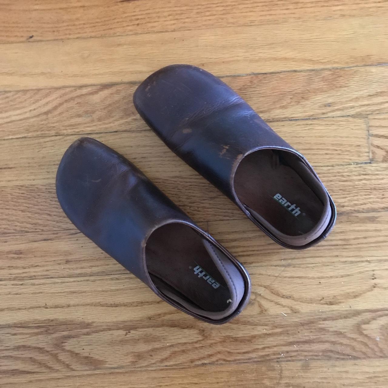 Retro 90's futuristic square toe clogs in brown... - Depop