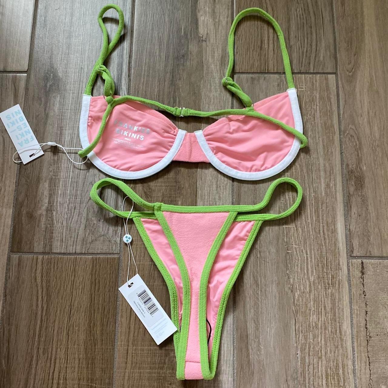 Womens Pink And Green Bikinis And Tankini Sets Depop