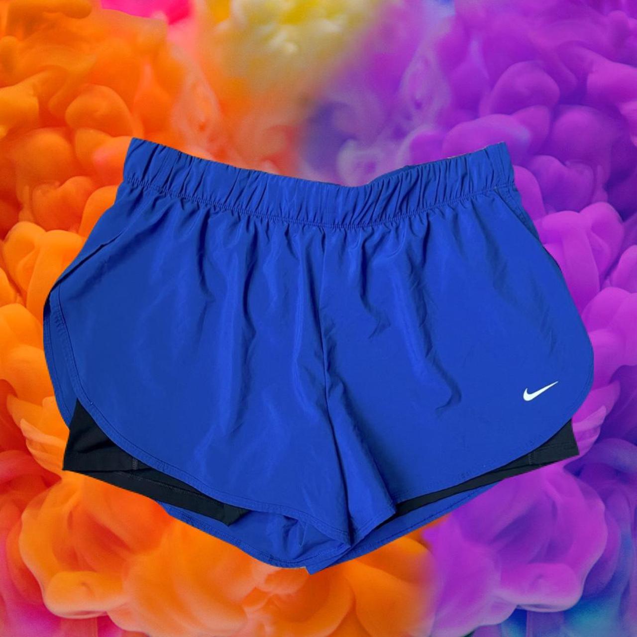 Nike 2 in 1 running compression shorts blue and... - Depop