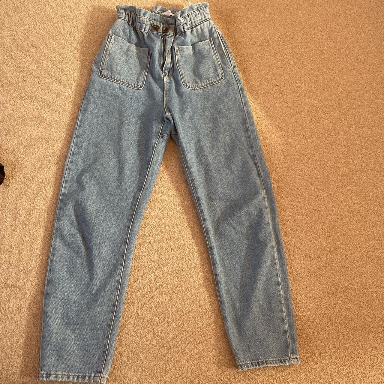 Zara blue jeans Elasticated waist mom / straight... - Depop