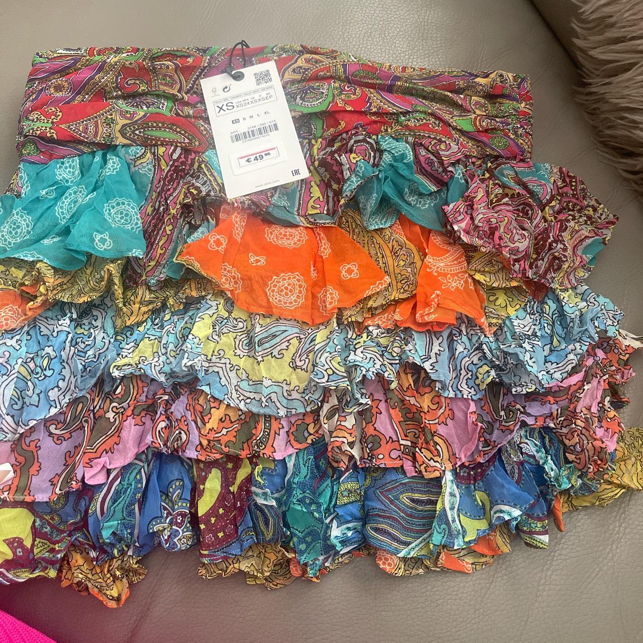 Zara patchwork skirt with ruffles. MESSAGE BEFORE... | Depop