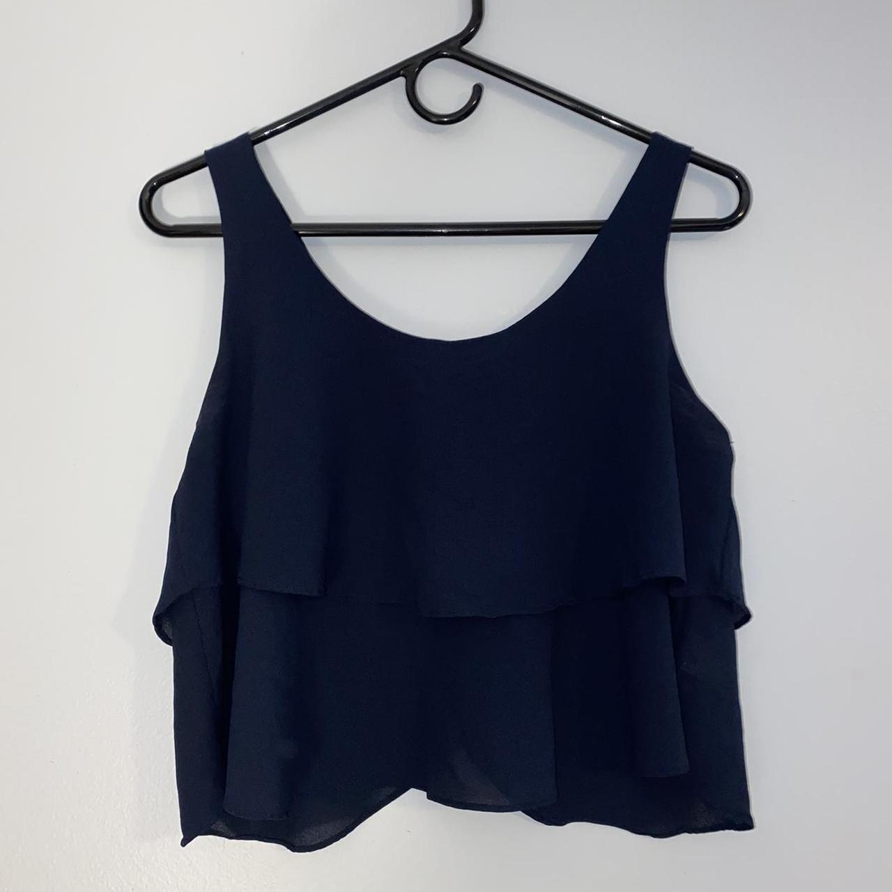 Women's Navy Crop-top | Depop