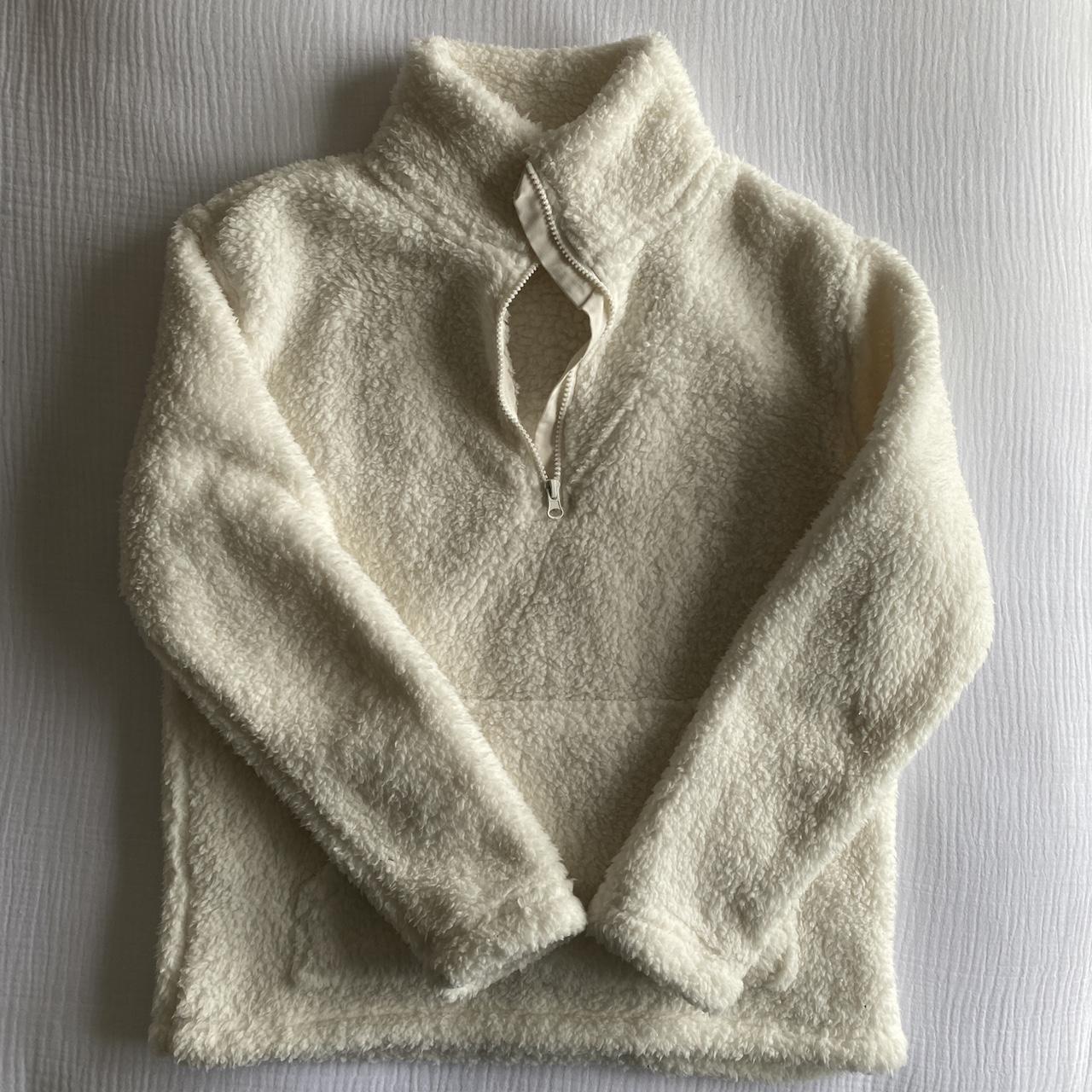 White Teddy Bear Quarter Zip • Size 10 • Brand new!... - Depop