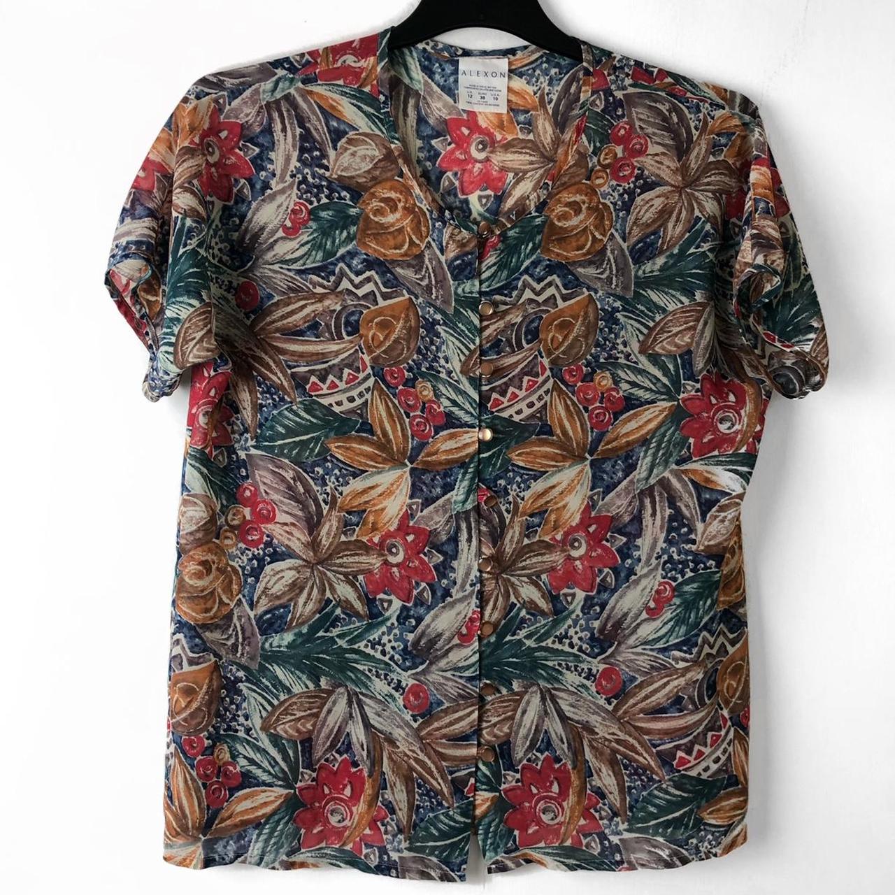 Vintage Alexon Semi Sheer Floral Multi Colour... - Depop