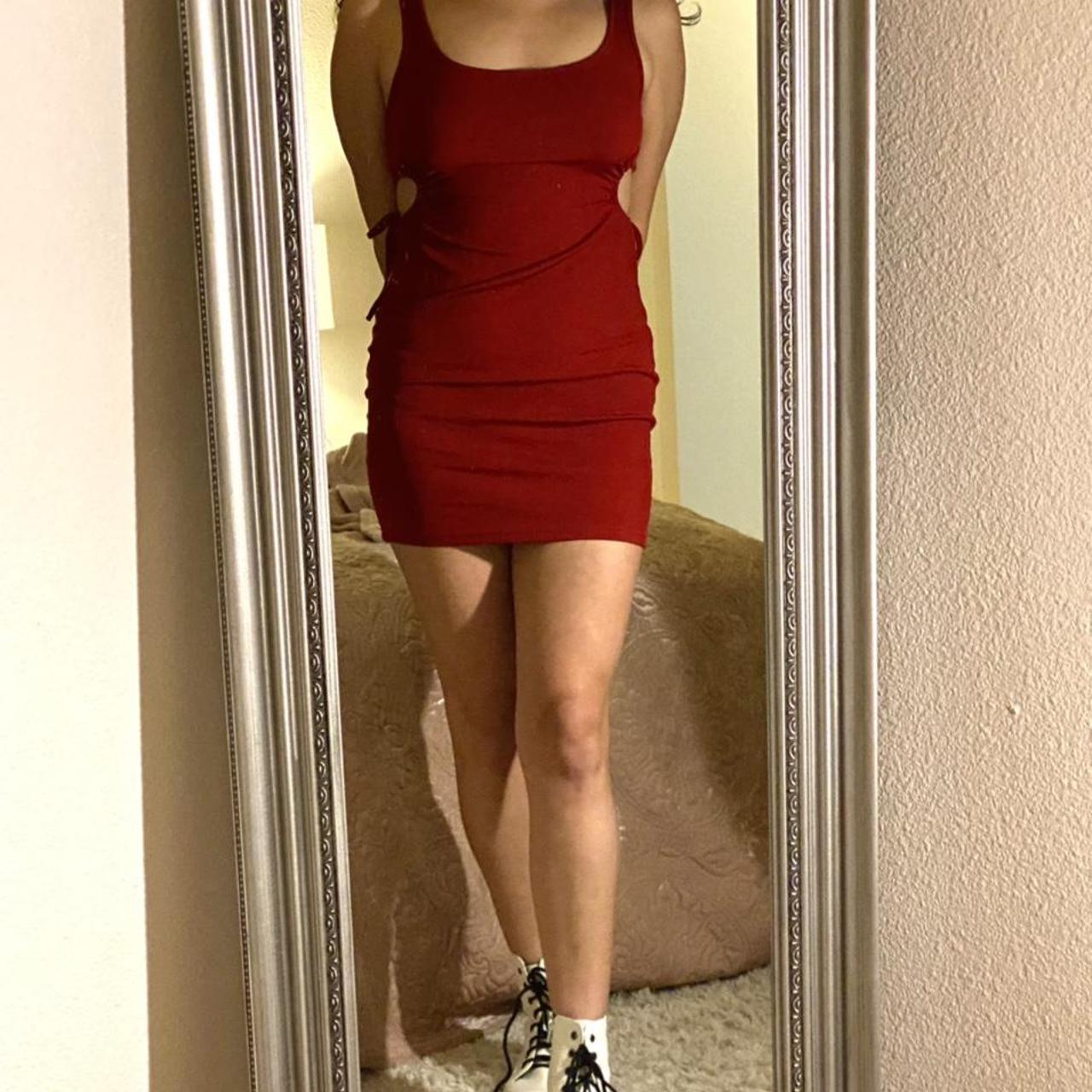 red mini dress: -tight fit -brand new with tags... - Depop