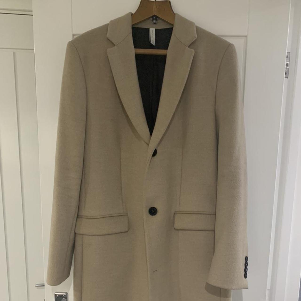 Zara wool overcoat, beige, large, only worn a few... - Depop