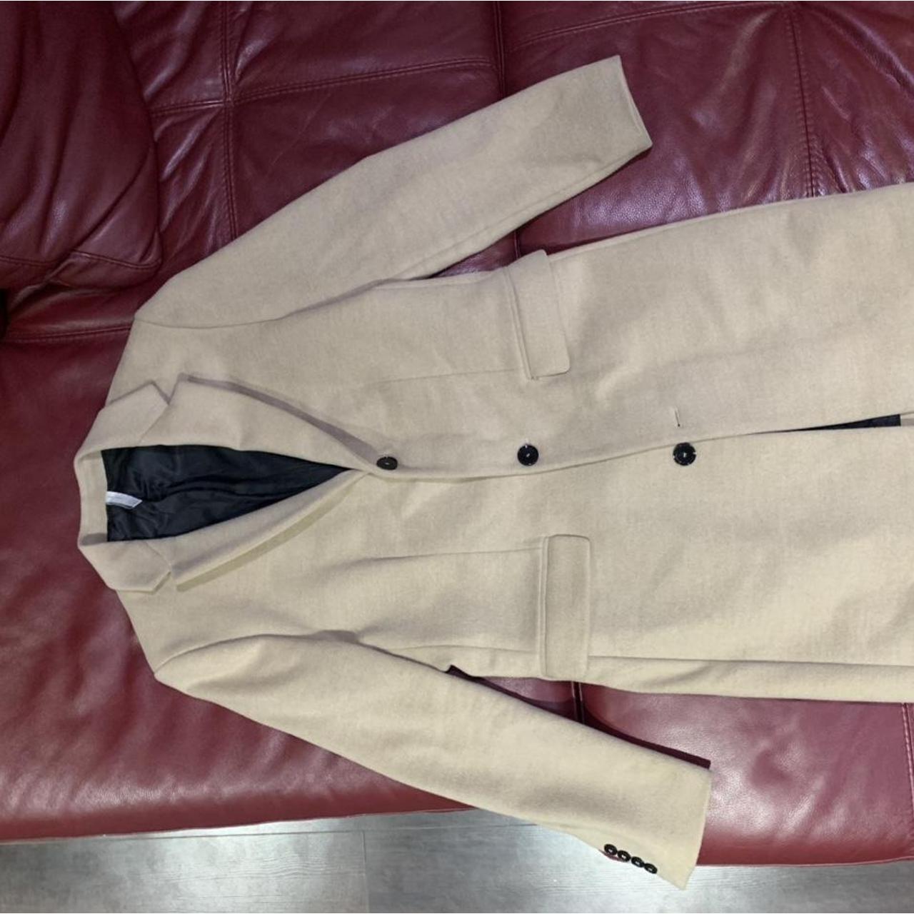 Zara wool overcoat, beige, large, only worn a few... - Depop