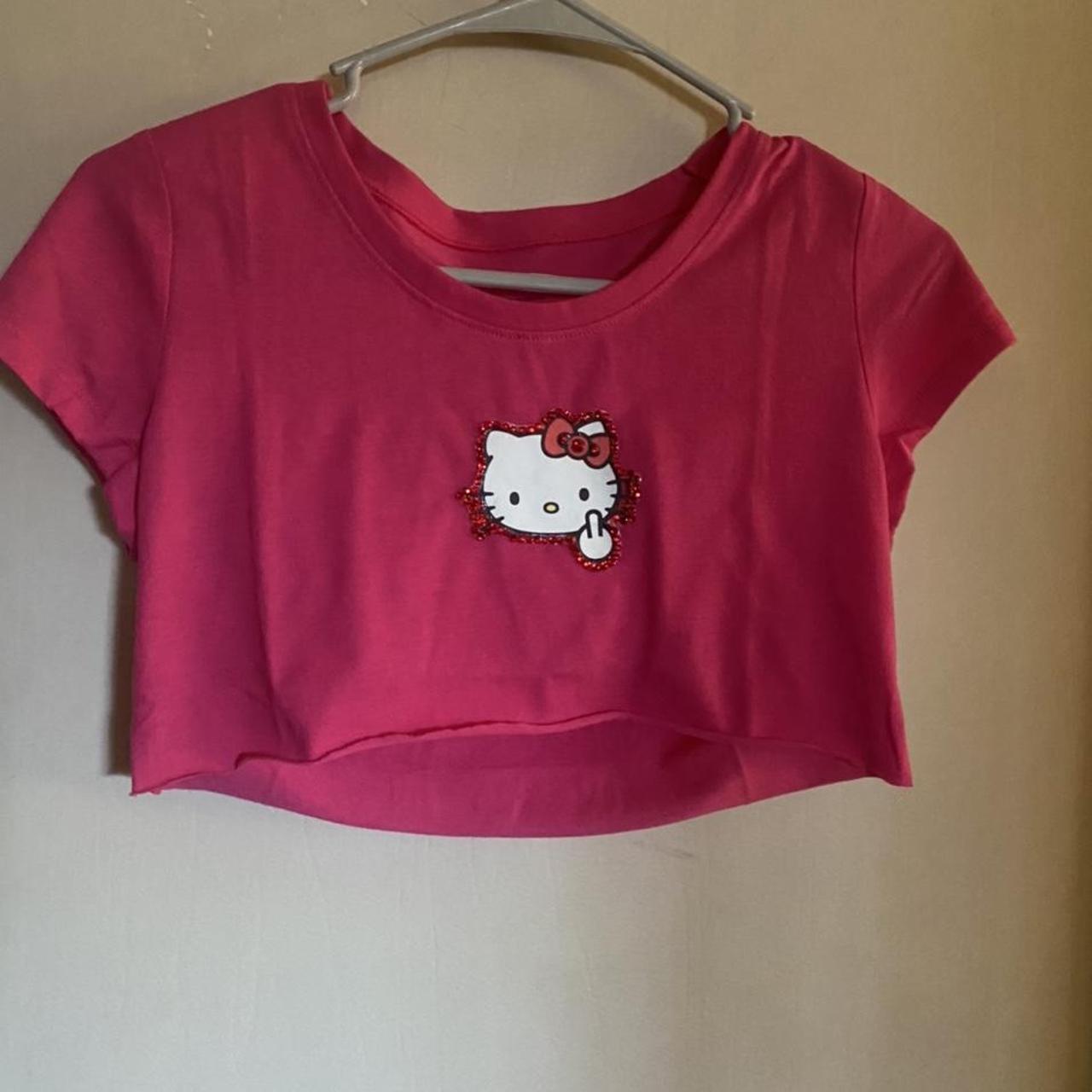 hello kitty “f off” custom made red bling... - Depop