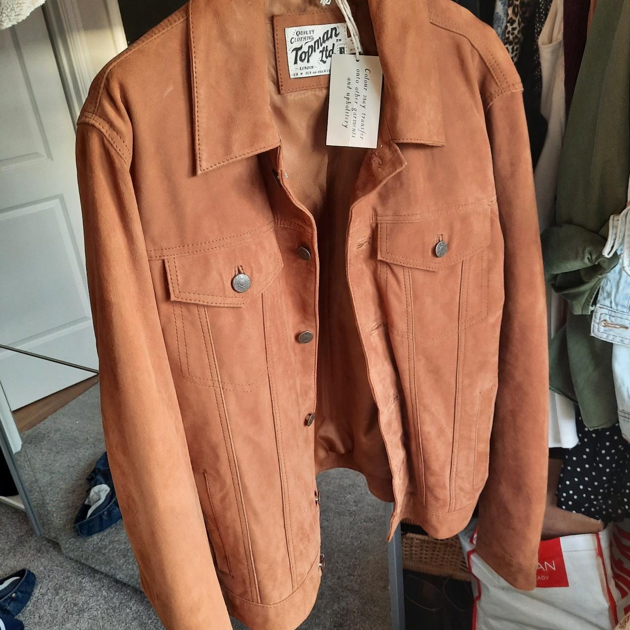Real Suede Leather Tan Topman Jacket Size M Still... - Depop