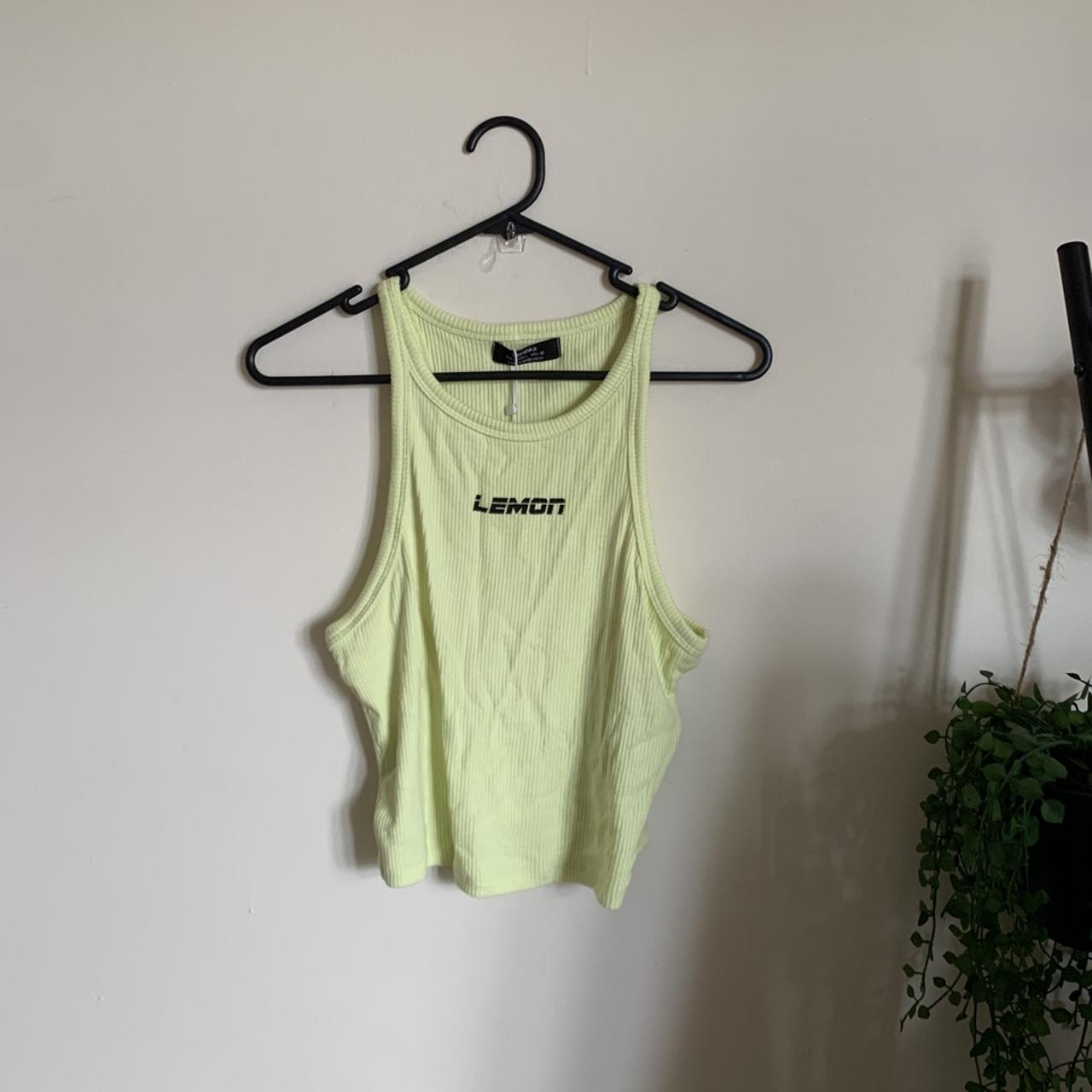 Bershka “lemon” tank, size L never worn with tags... - Depop