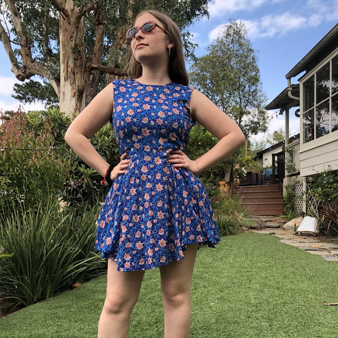 Gorgeous print on this blue sundress 🦋 - Depop