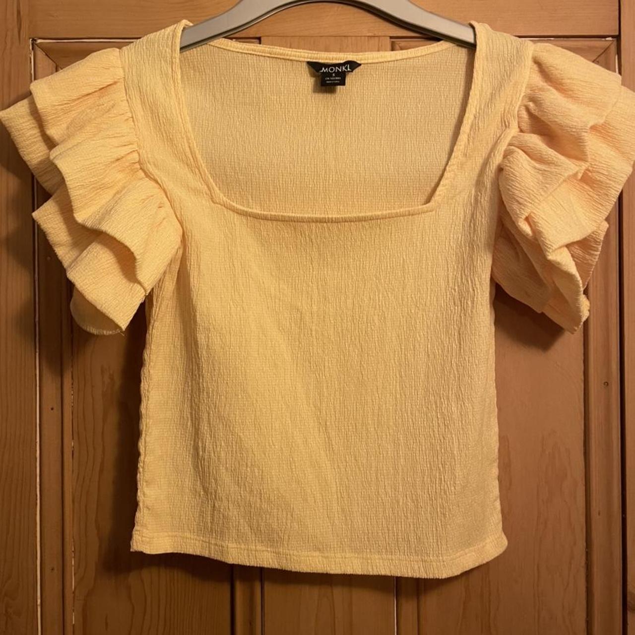 A lovely lemon yellow frilly women’s top from... - Depop