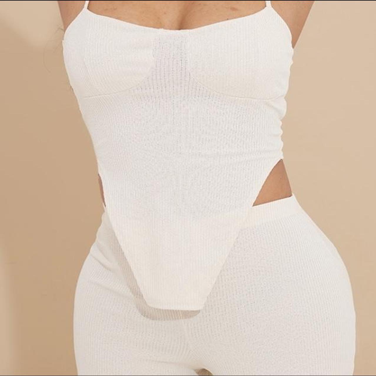 PrettyLittleThing Women's Cream Top | Depop