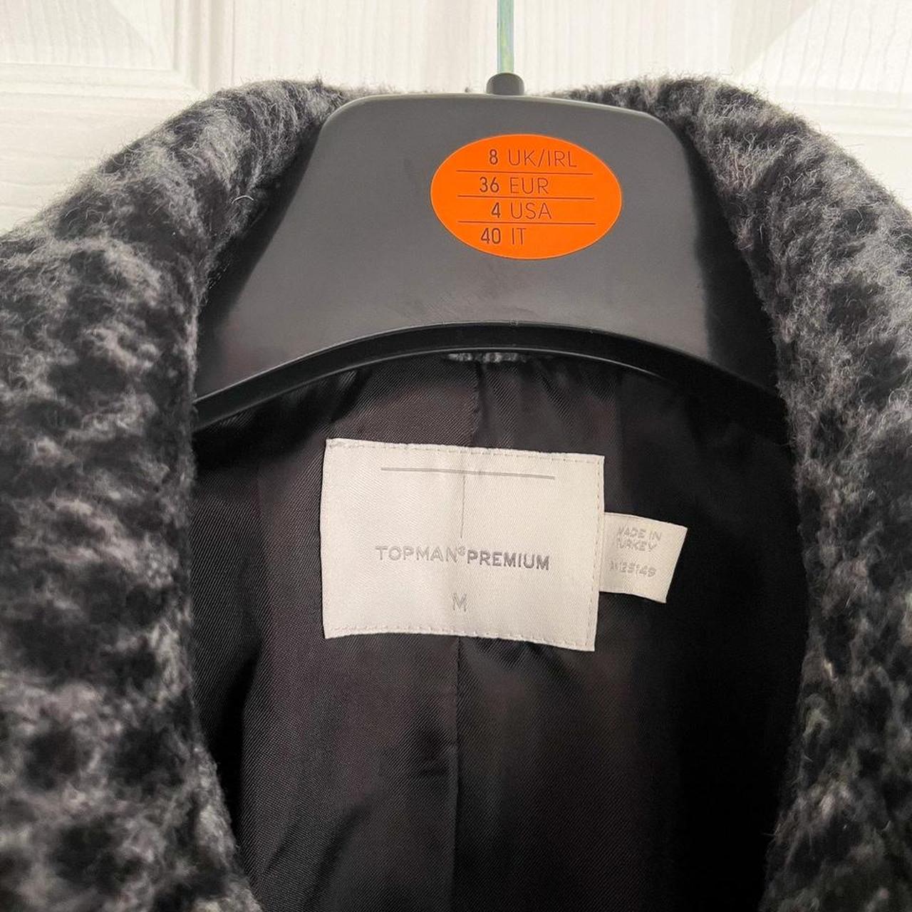 Topman Premium woollen jacket in grey leopard print... - Depop