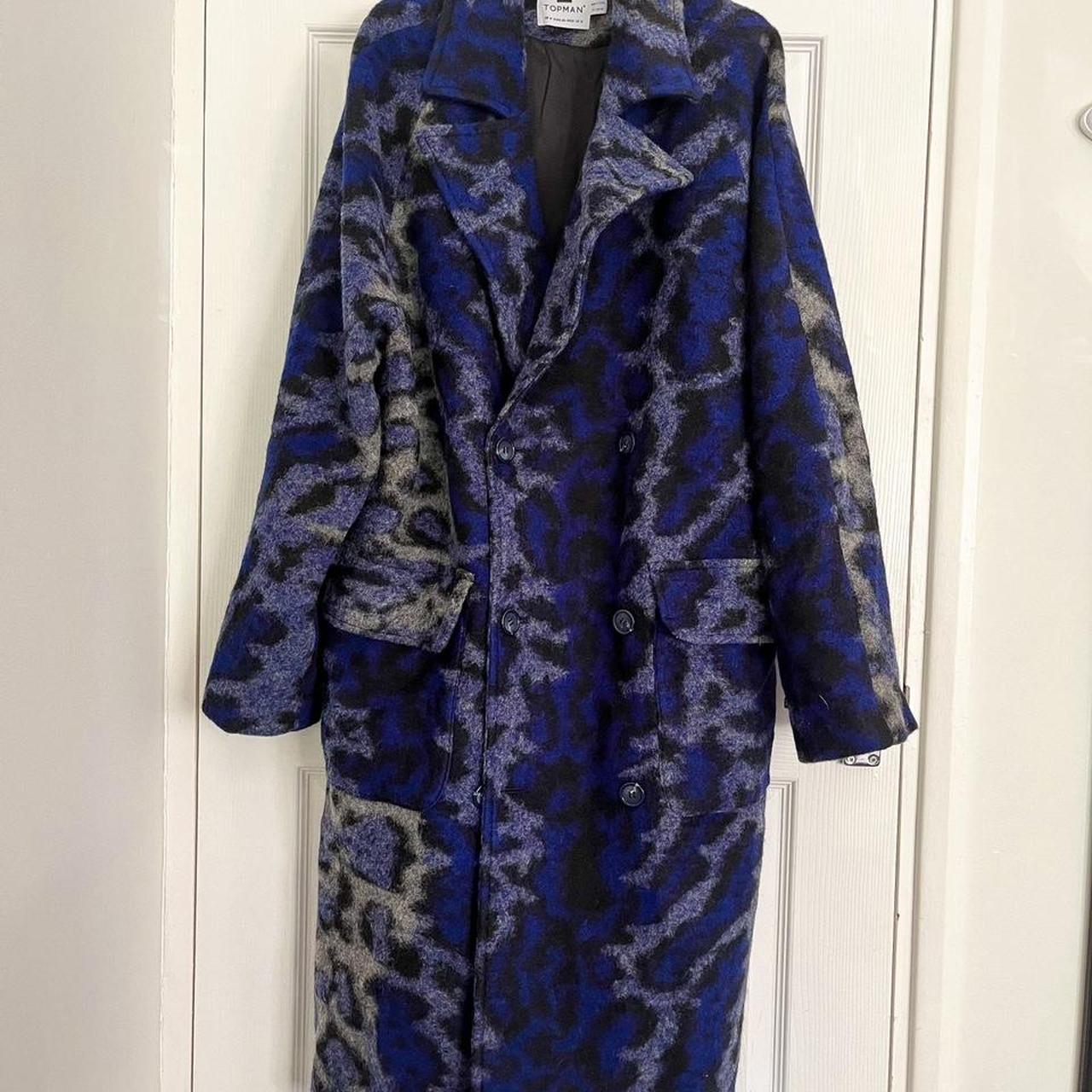 Topman wool jacket in blue leopard print -... - Depop